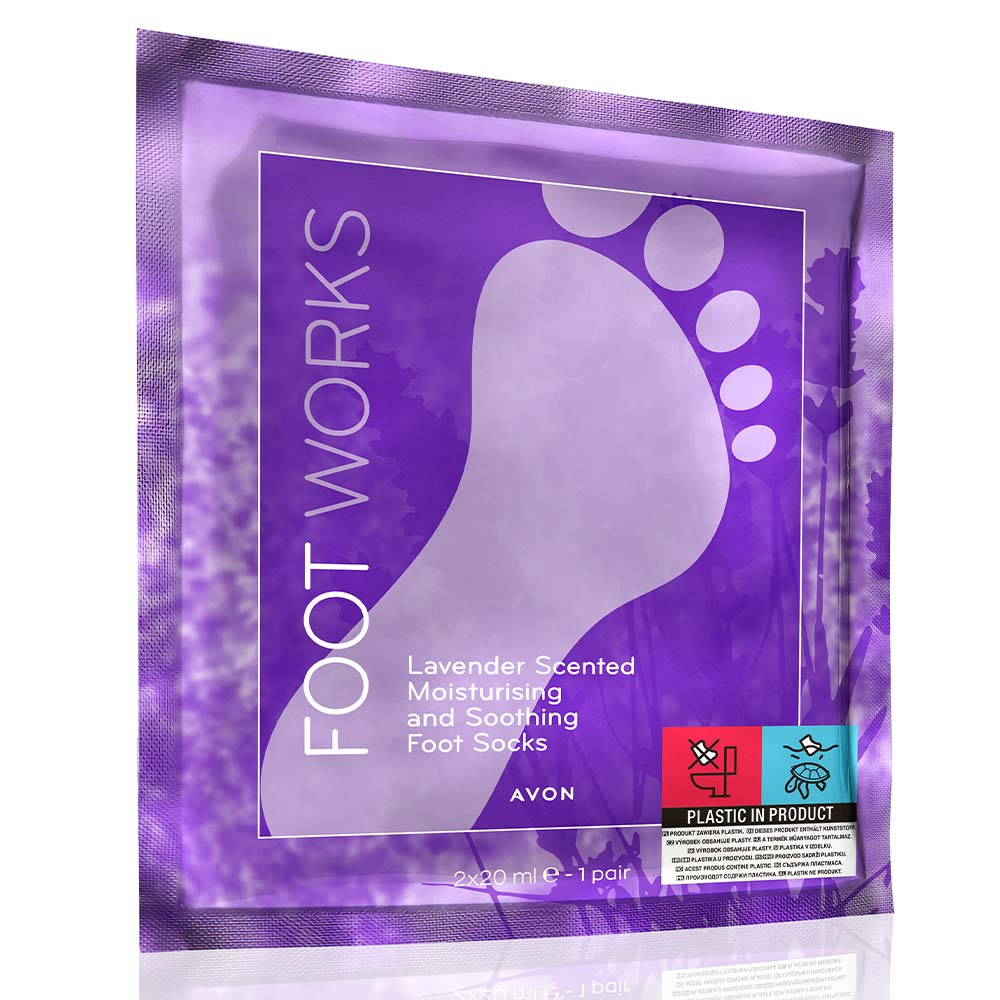 Foot Works Lavender Scented Moisturising and Soothing Foot Socks · AVON ...